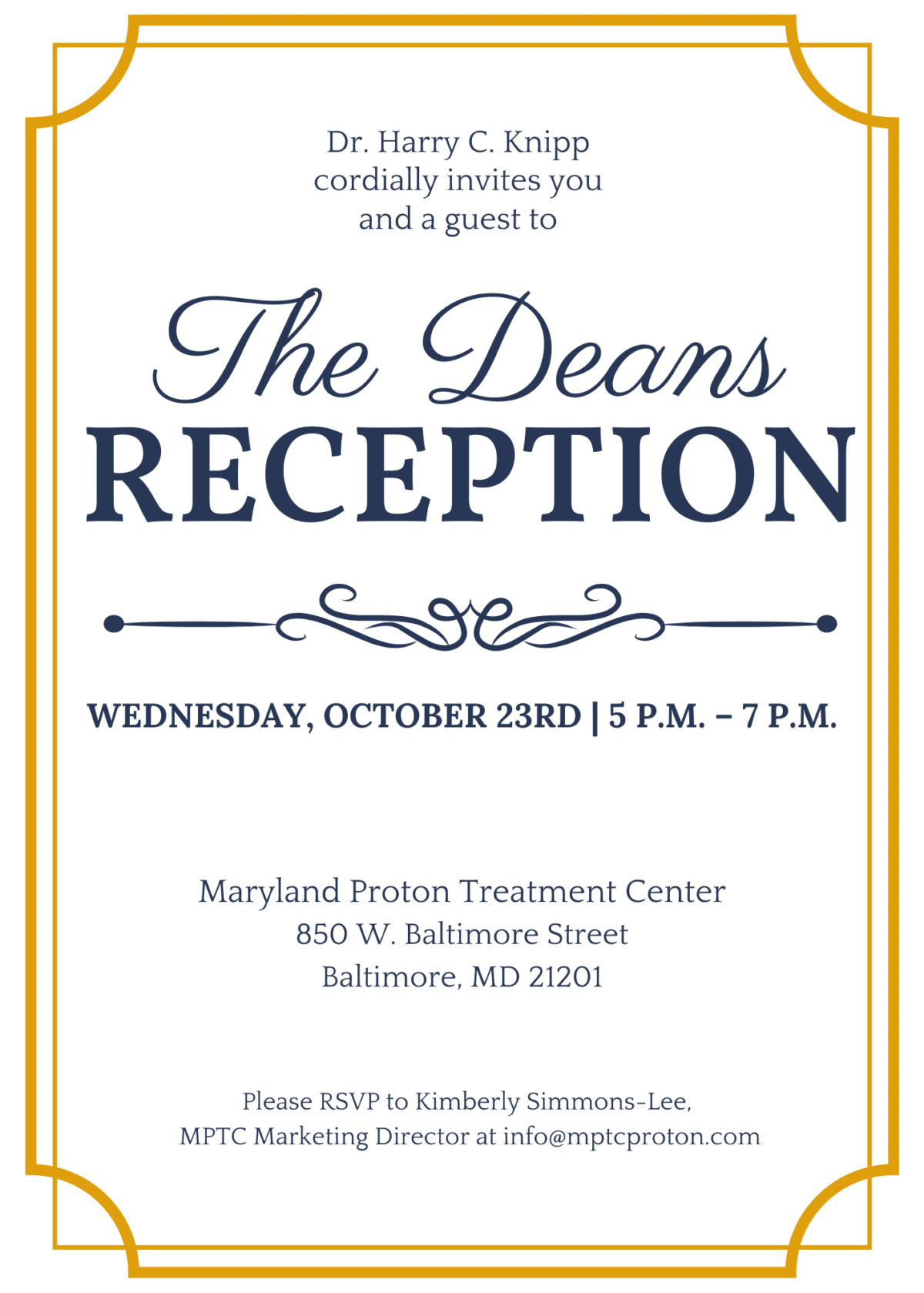 The Deans Reception at MPTC - Maryland Proton Treatment Center